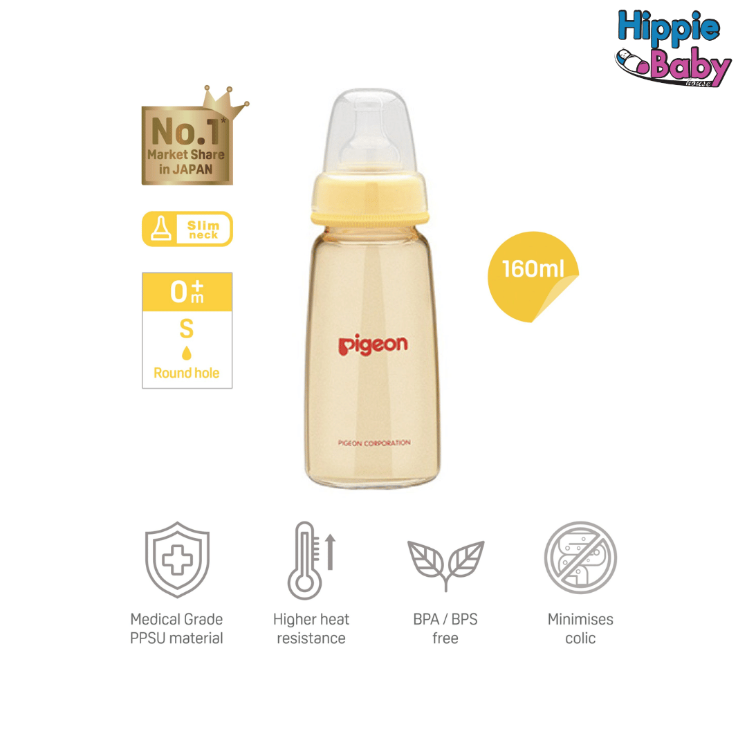 PIGEON FLEXIBLE SLIM-NECK PPSU NURSING BOTTLE - Hippie Baby House